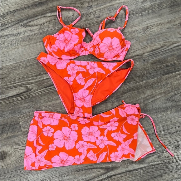 wild fable | Swim | Wild Fable Orange And Pink Floral Bikini Set | Poshmark